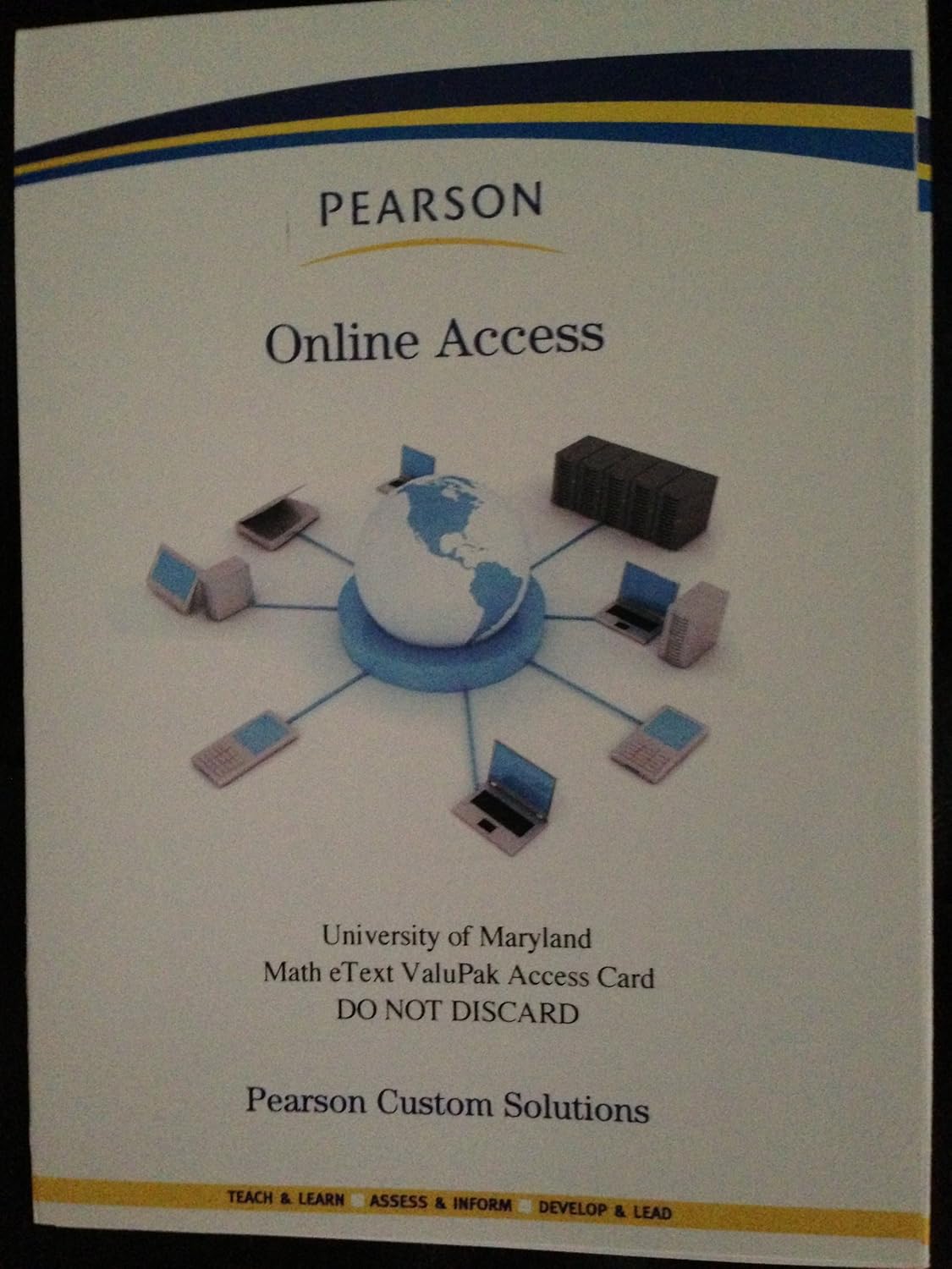 Pearson Online Access Code, University of Maryland, Math Etext Valupak ...