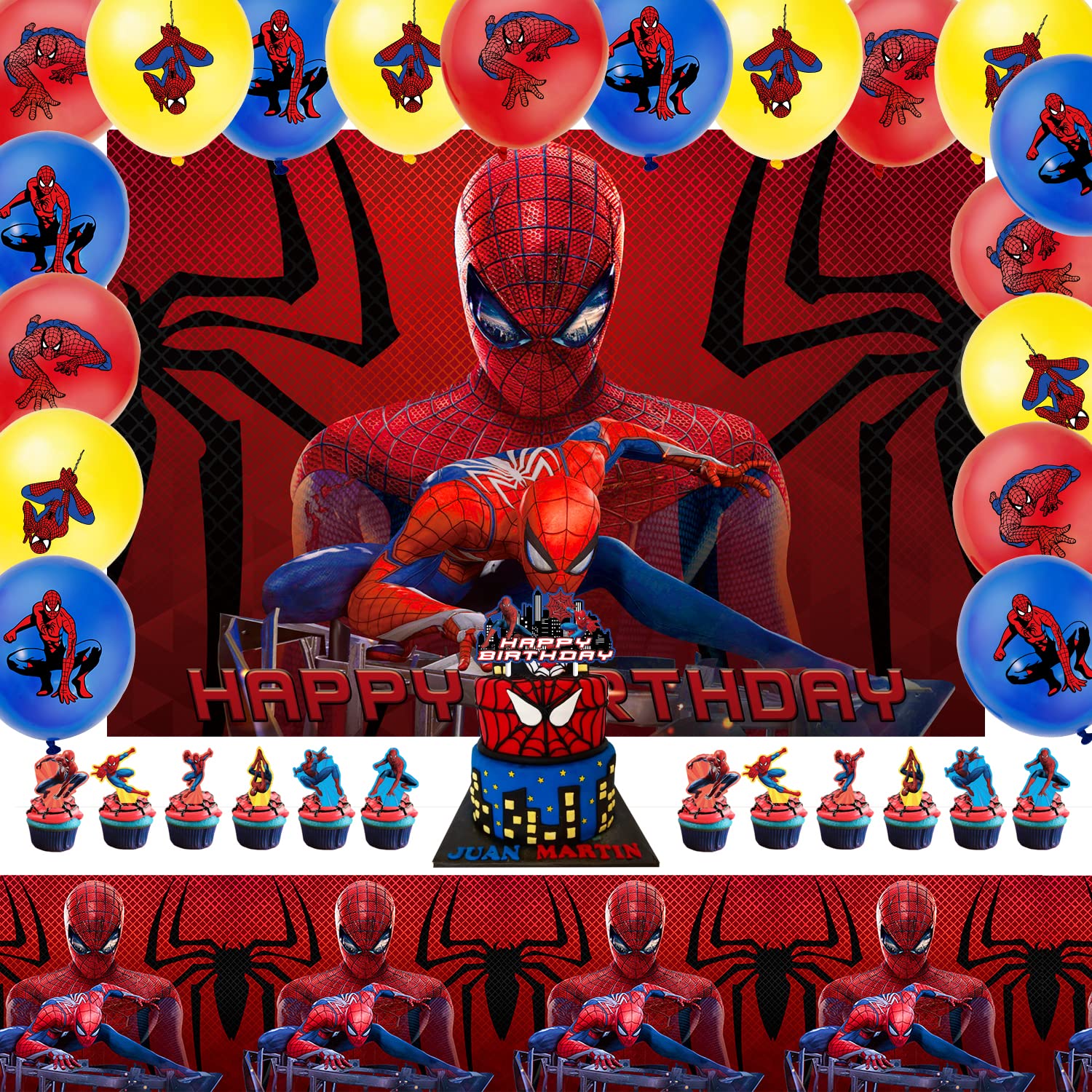 Buy NA Spiderman Balloon Decoration Set Spiderman Birthday Themed Party ...