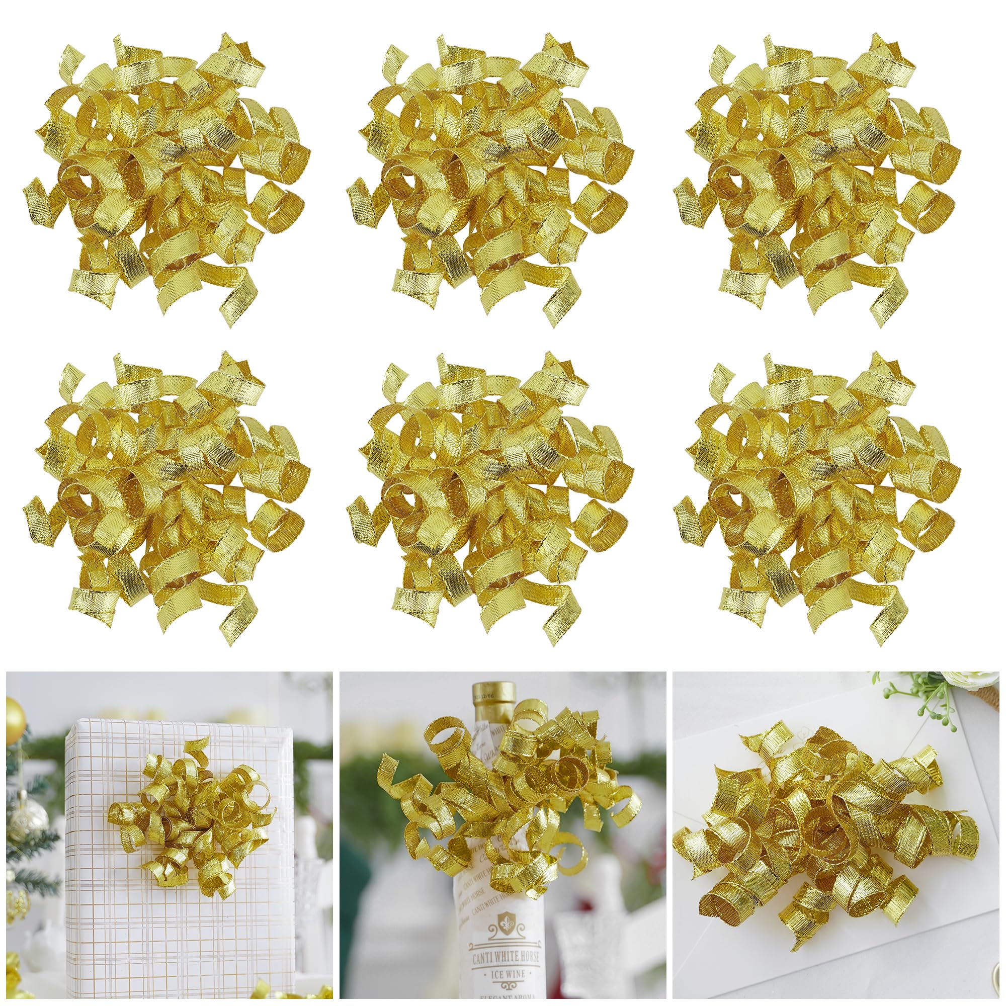 Amazon.com: AIMUDI Gold Metallic Curly Bows for Gift Wrapping 5 ...