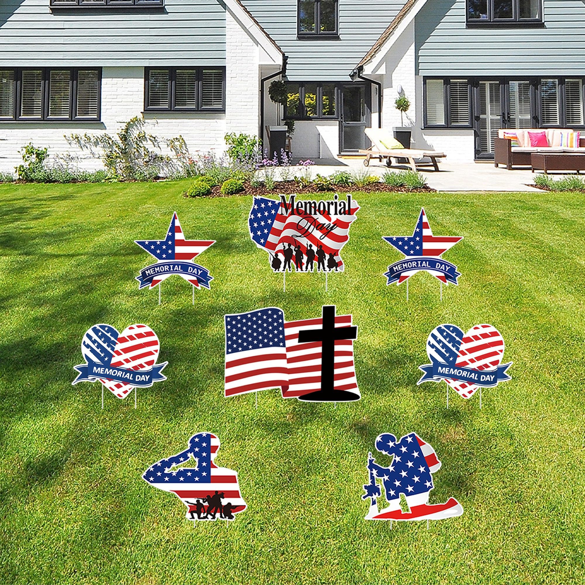 Amazon.com : 8 PCS Memorial Day Yard Sign Decorations-4th of July ...