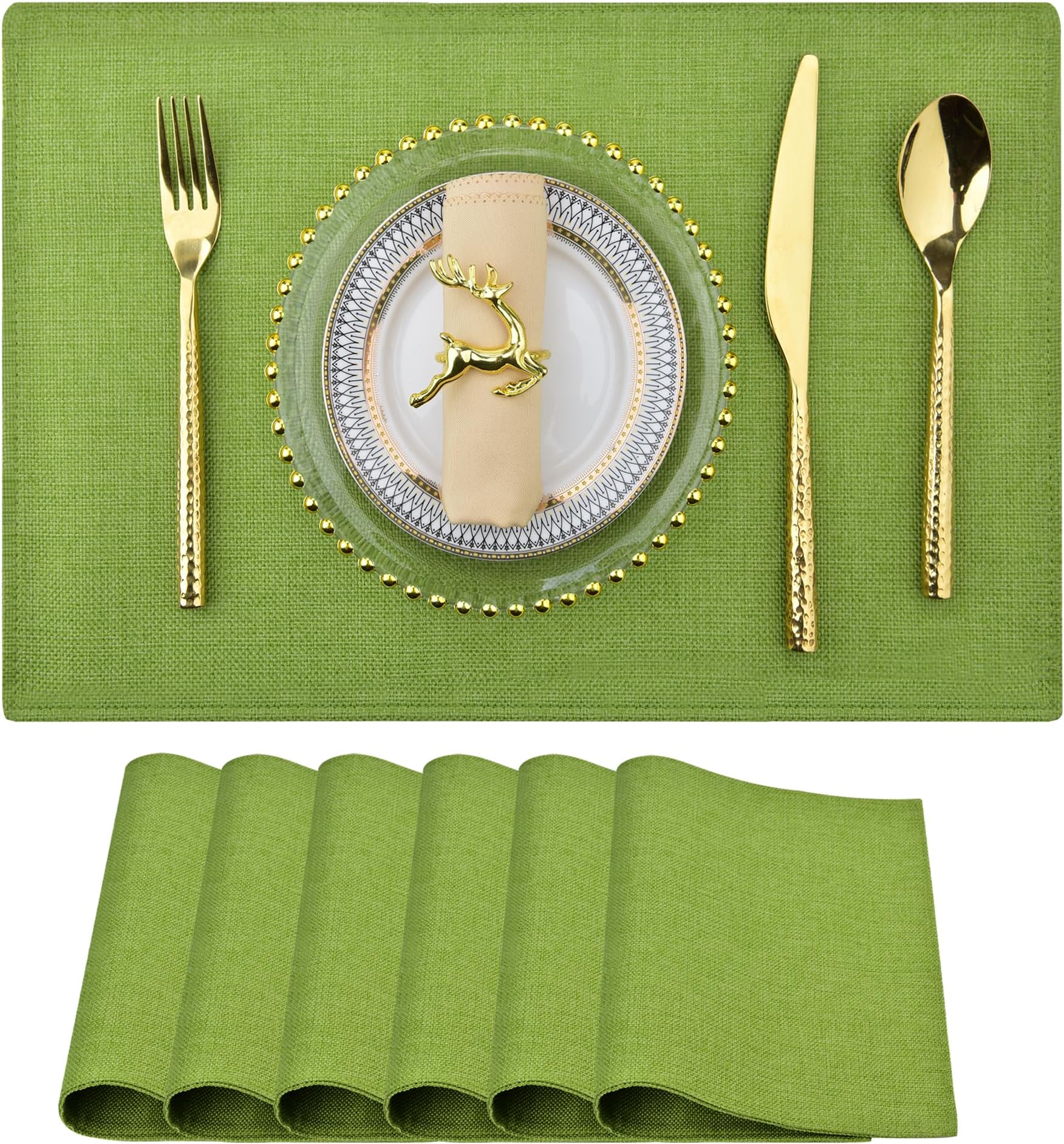 Amazon.com: AVKA Studio 100% Cotton Ribbed Placemats - Set of 6-13 x 19 ...