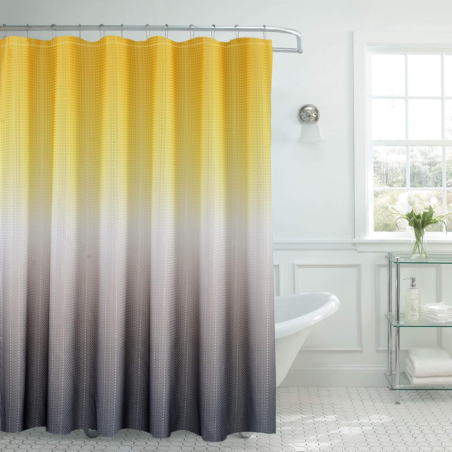 Amazon.com: Creative Home Ideas - Textured Fabric Shower Curtain Set ...