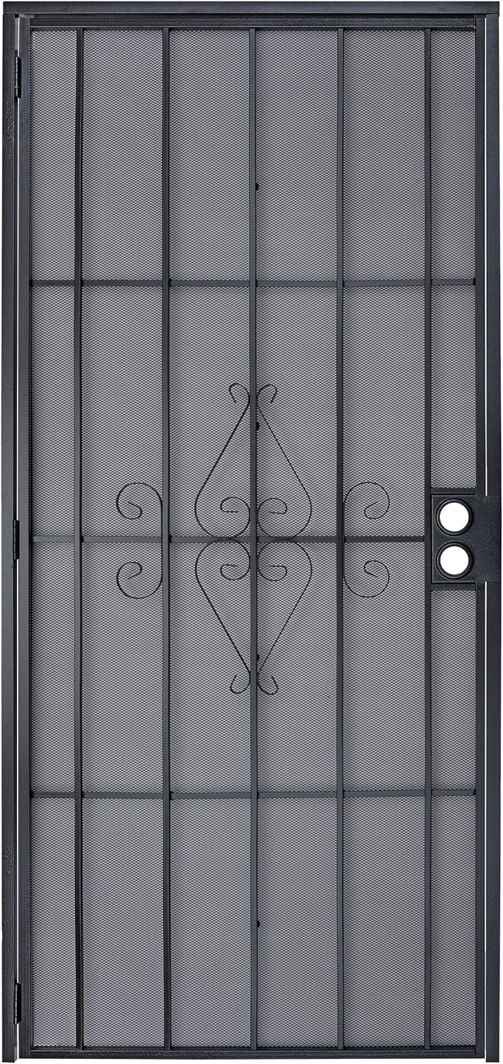 Grisham Precision Screen Front Door Security Deluxe Steel Doors 36'' x 80'' Iron Storm Door ...