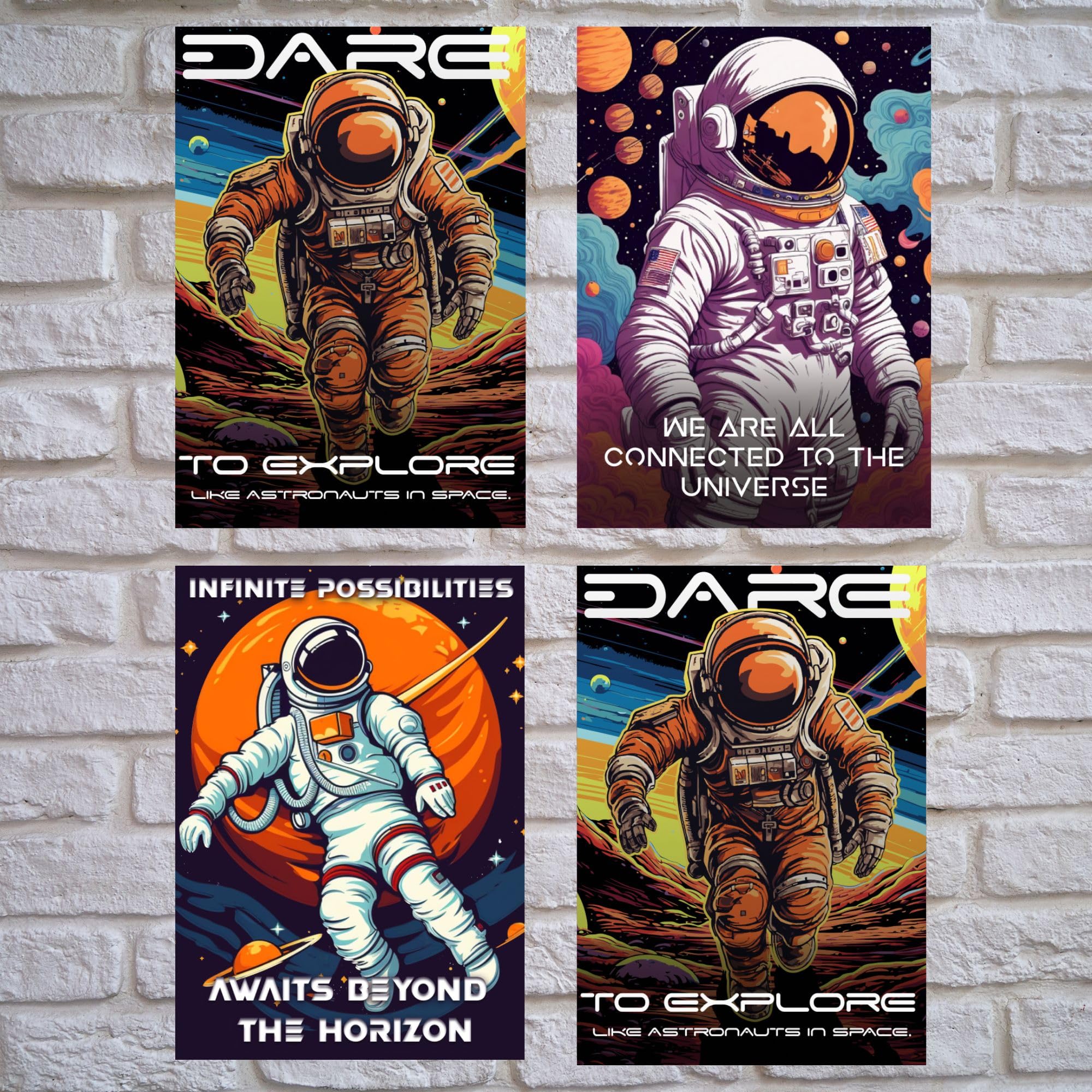 PosterGallery Astronaut in Space Motivational Quotes Portraits Set of 4 ...