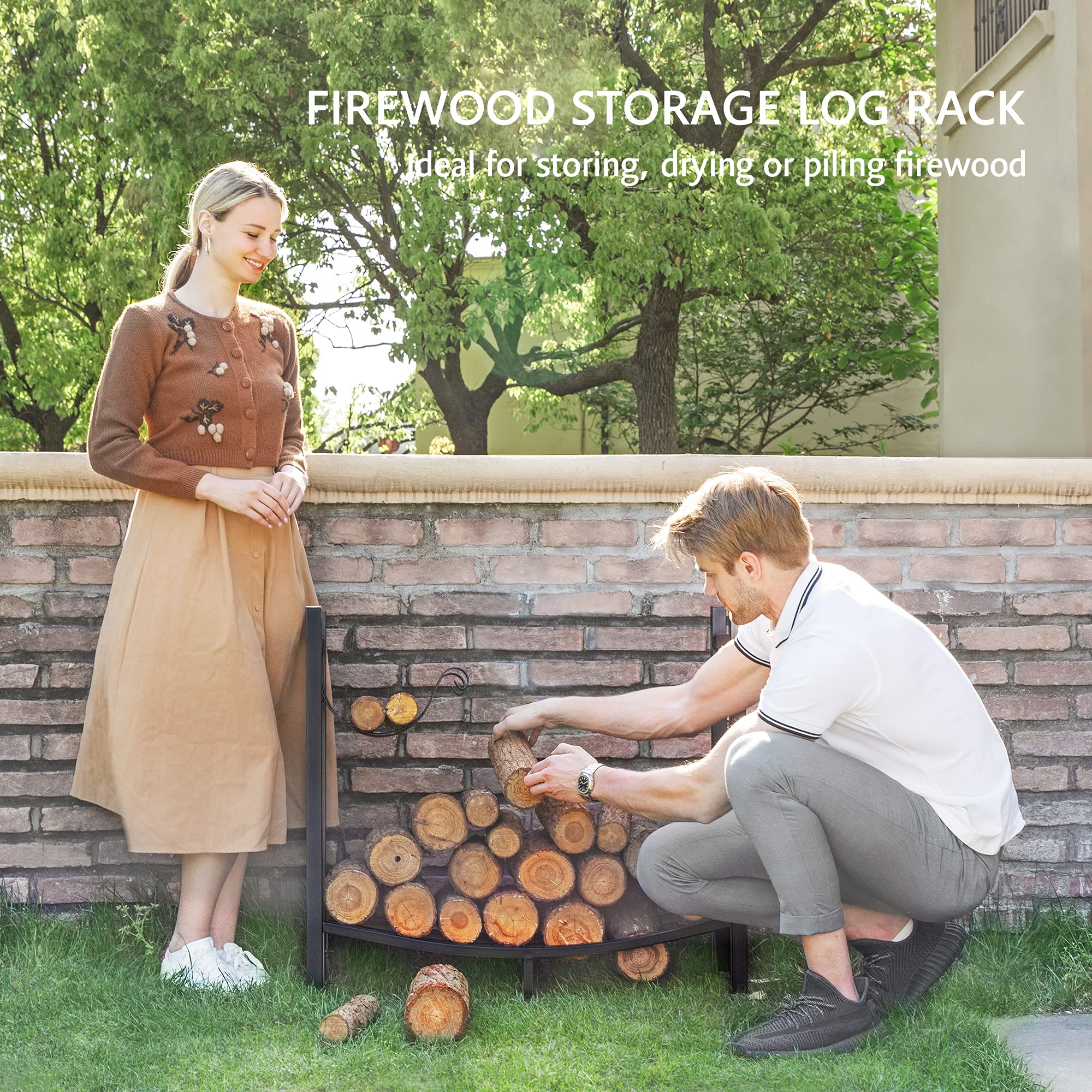 VIVOHOME 3ft Heavy Duty Indoor Outdoor Firewood Storage Log Rack with ...
