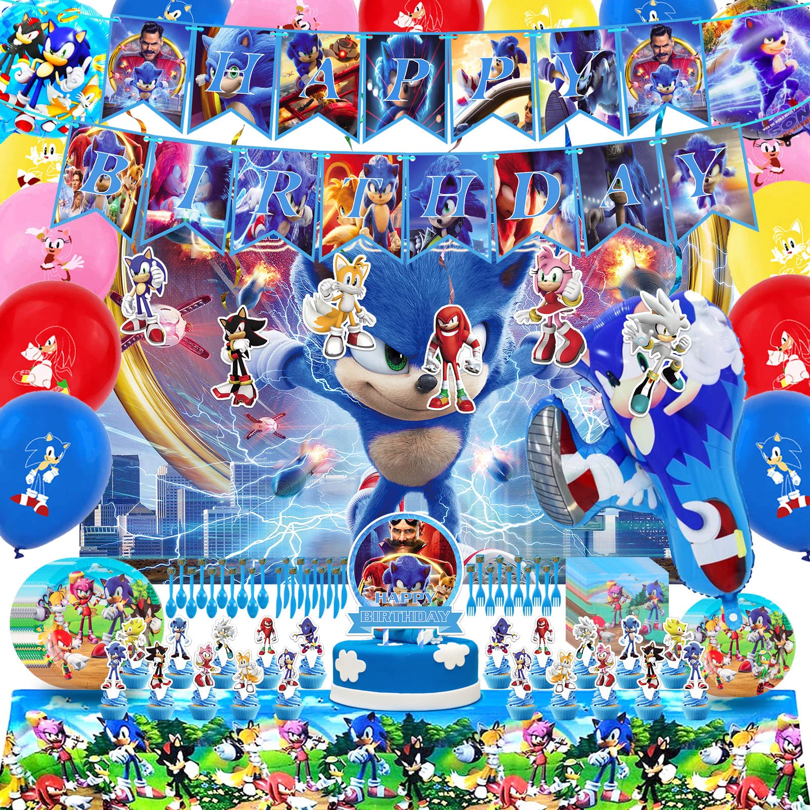 Buy Sonic Birthday Party Supplies - 150pcs Sonic Birthday Decorations ...