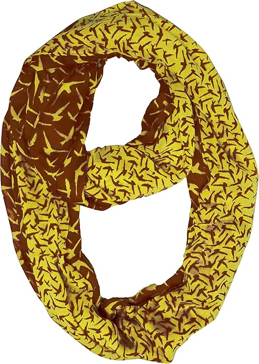 Beautiful Vintage Two Colored Bird Print Infinity Loop Scarf Brown ...