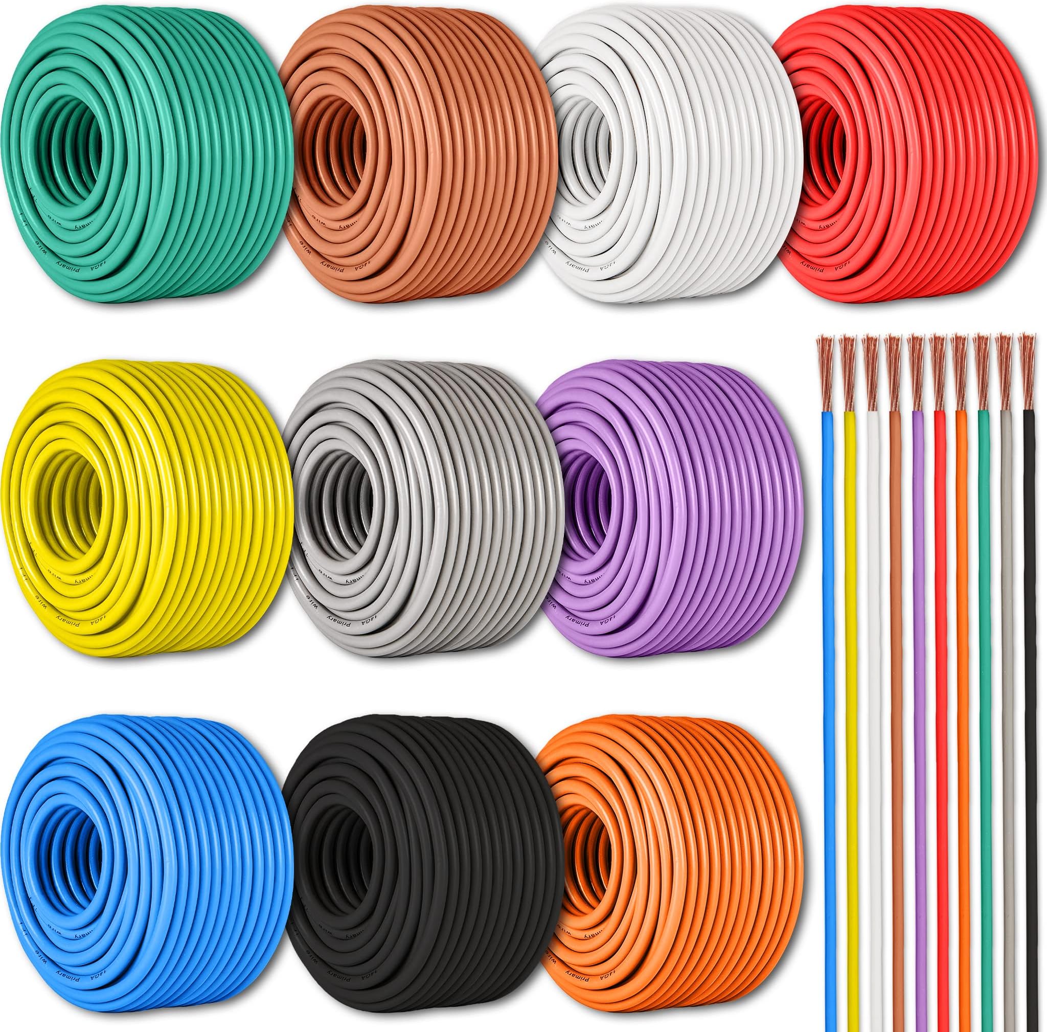 Amazon.com: GS Power 16 Gauge Wire – Automotive Electrical Spool, 6 x ...