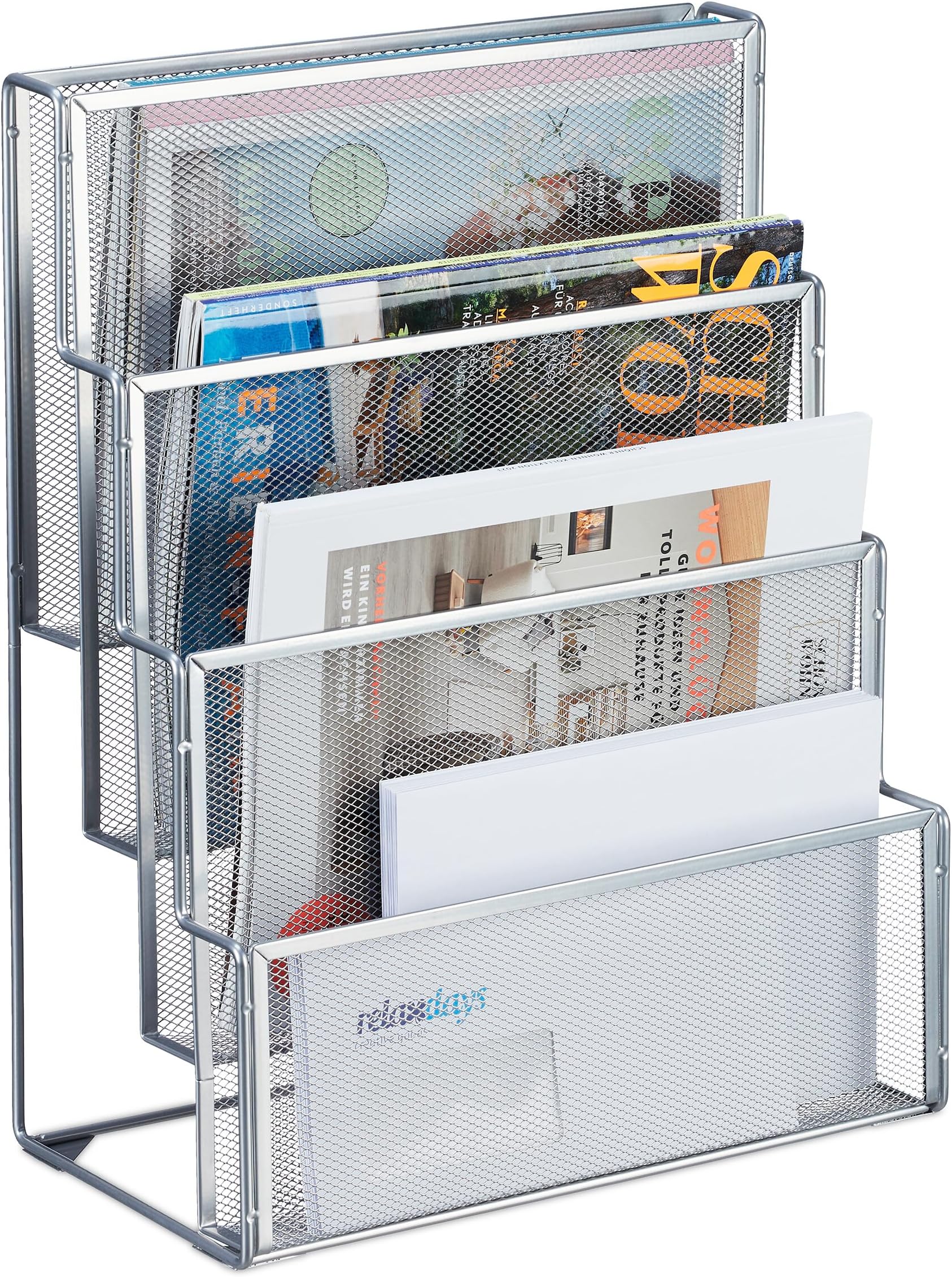 Relaxdays Zeitungsständer Walnuss, Ablage, Zeitungshalter ...