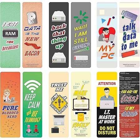 Amazon.com: Creanoso Techie Sayings Technology Bookmarks (30-Pack ...