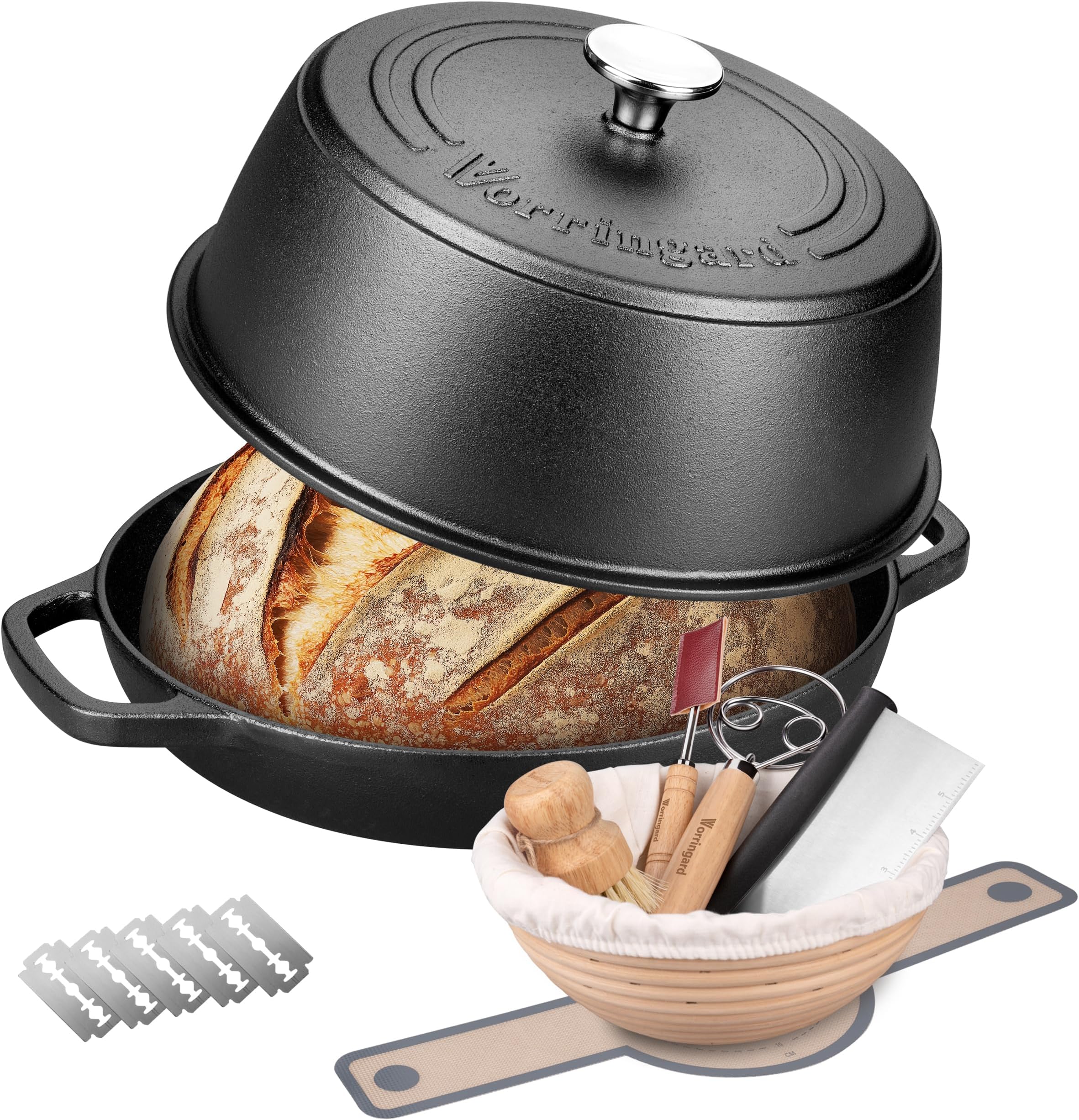 Amazon.com: VORRINGARD Cast Iron Dutch Oven Pot with Lid for Bread ...