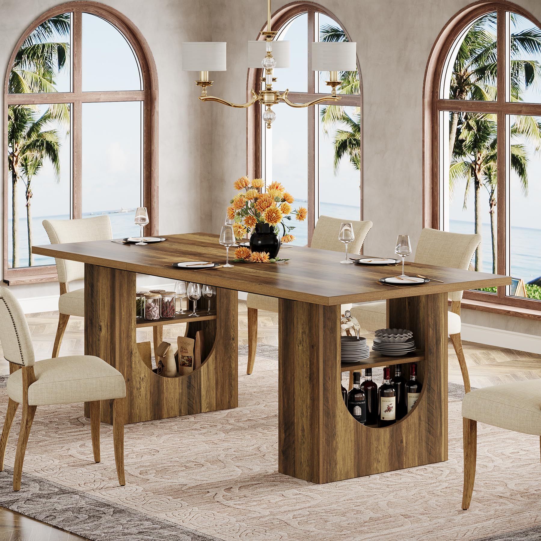 Amazon.com - Tribesigns 71" Large Dining Table for 6-8, Farmhouse ...