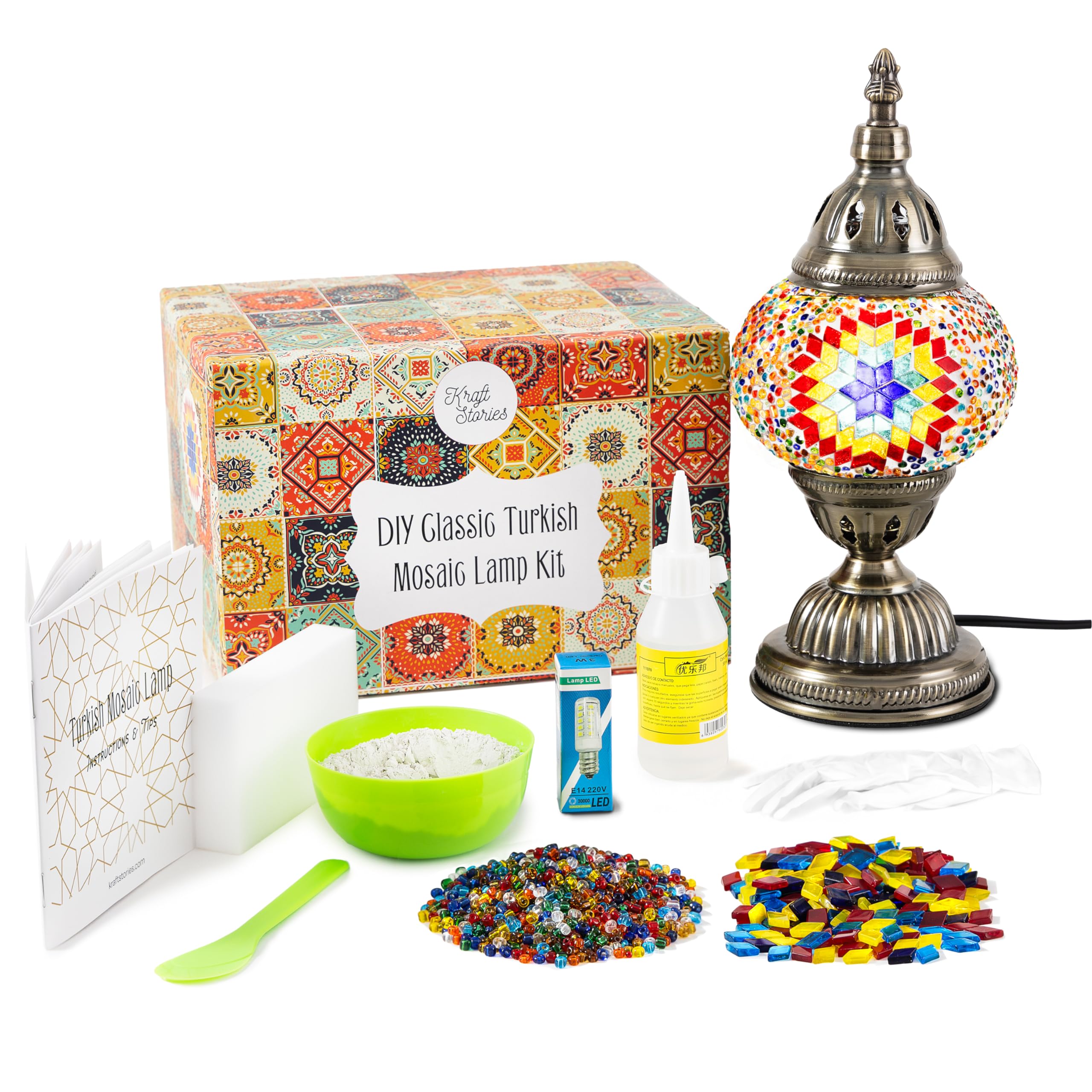 Amazon.com: KRAFTSTORIES Turkish Mosaic Lamp Kit DIY Glass Decorative ...