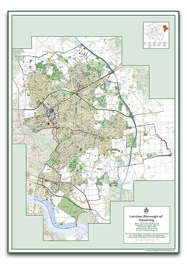 London Borough Map - Havering - Size A0-84.1 x 118.9cm - Paper ...