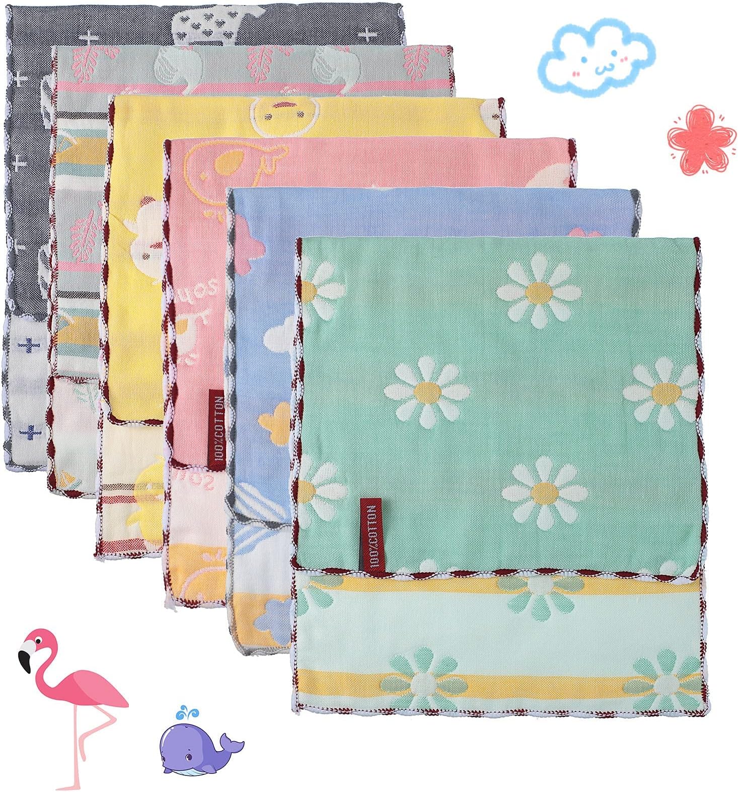Amazon.com: Newwiee 6 Pieces Muslin Baby Burp Cloths Infant Spit Up ...
