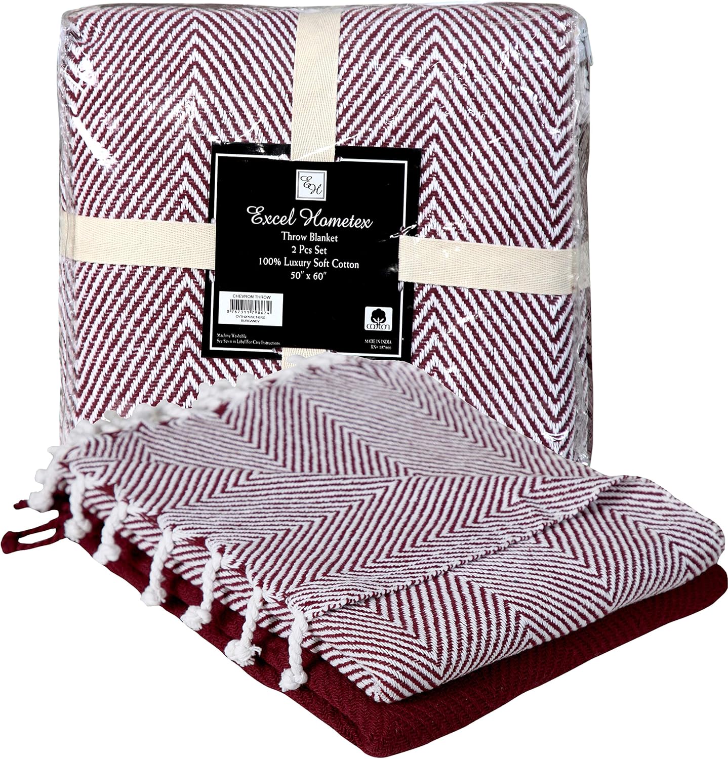 Amazon.com: Excel Hometex 100% Cotton Throw Blanket Handloom Chevron ...