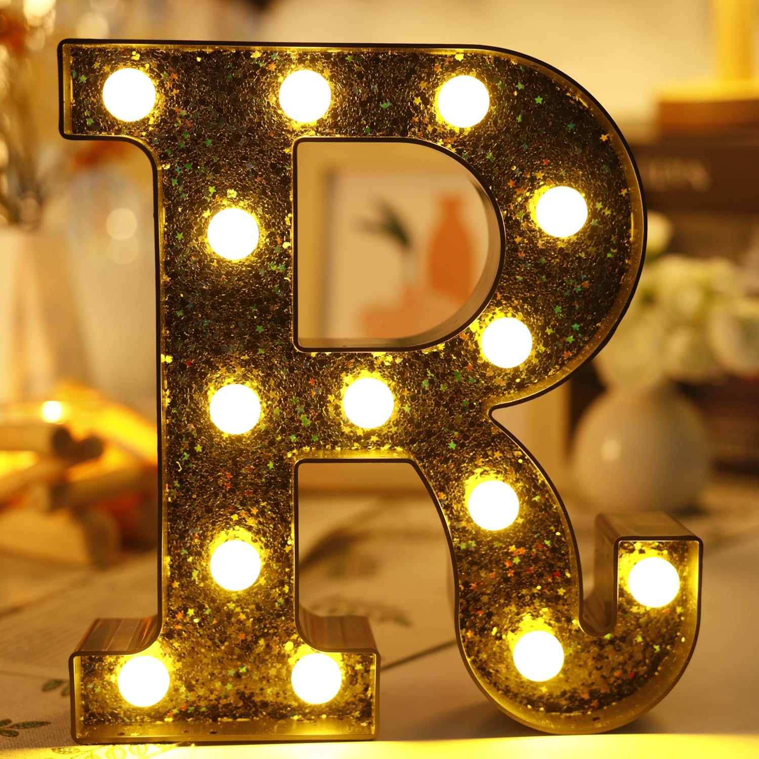 Amazon.com: NANXU Glitter Alphabet Letter light,Small Black Lighted ...