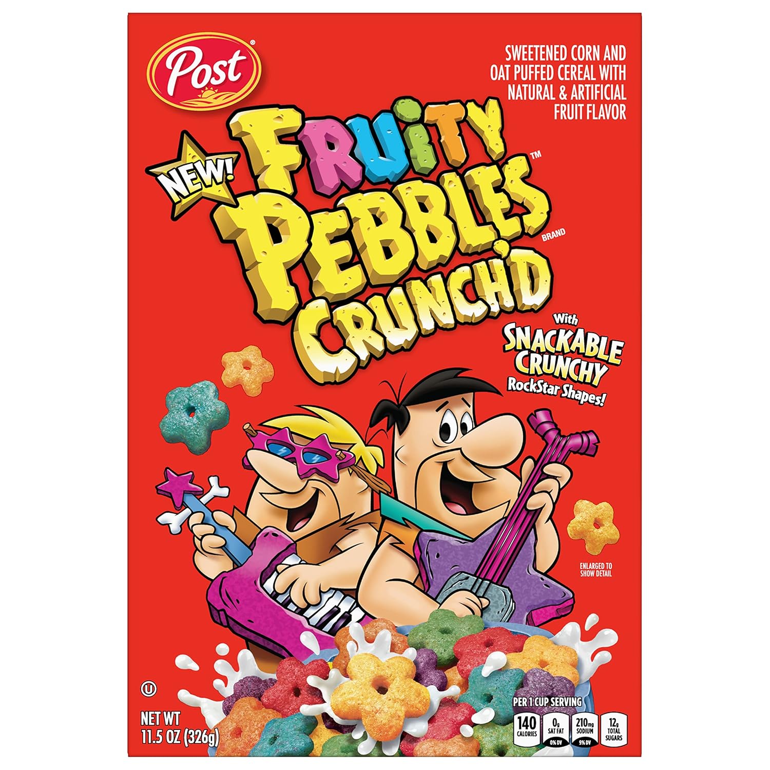 Amazon.com: Post Fruity PEBBLES Crunch'D Cereal, 11.5 OZ Box