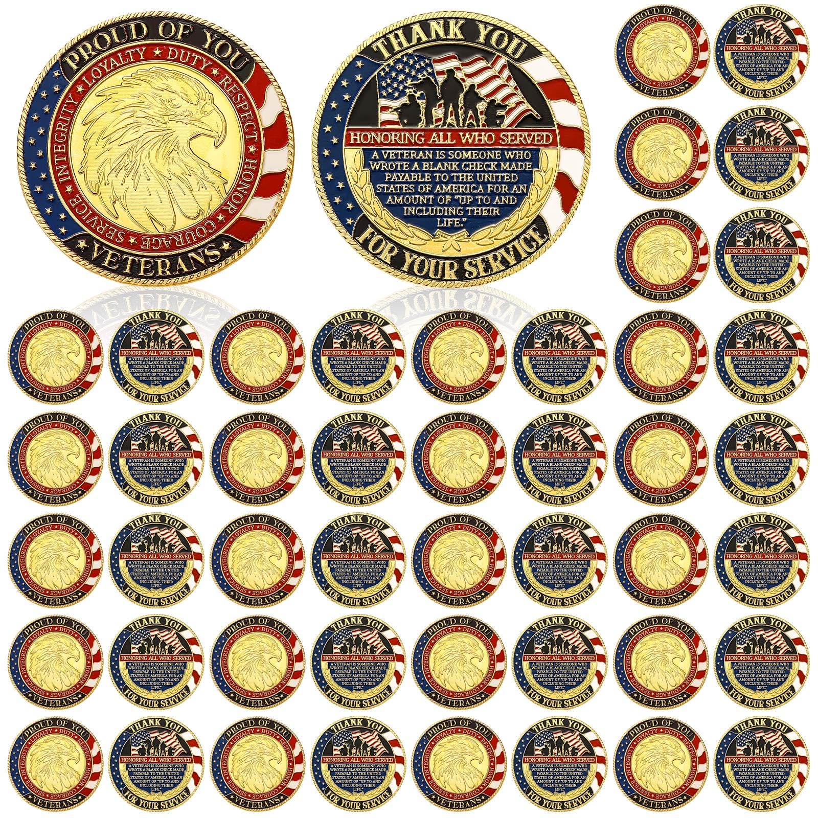 Amazon.com : Siifert 48 Pcs Veteran Challenge Coin Prayer Gold Coin ...