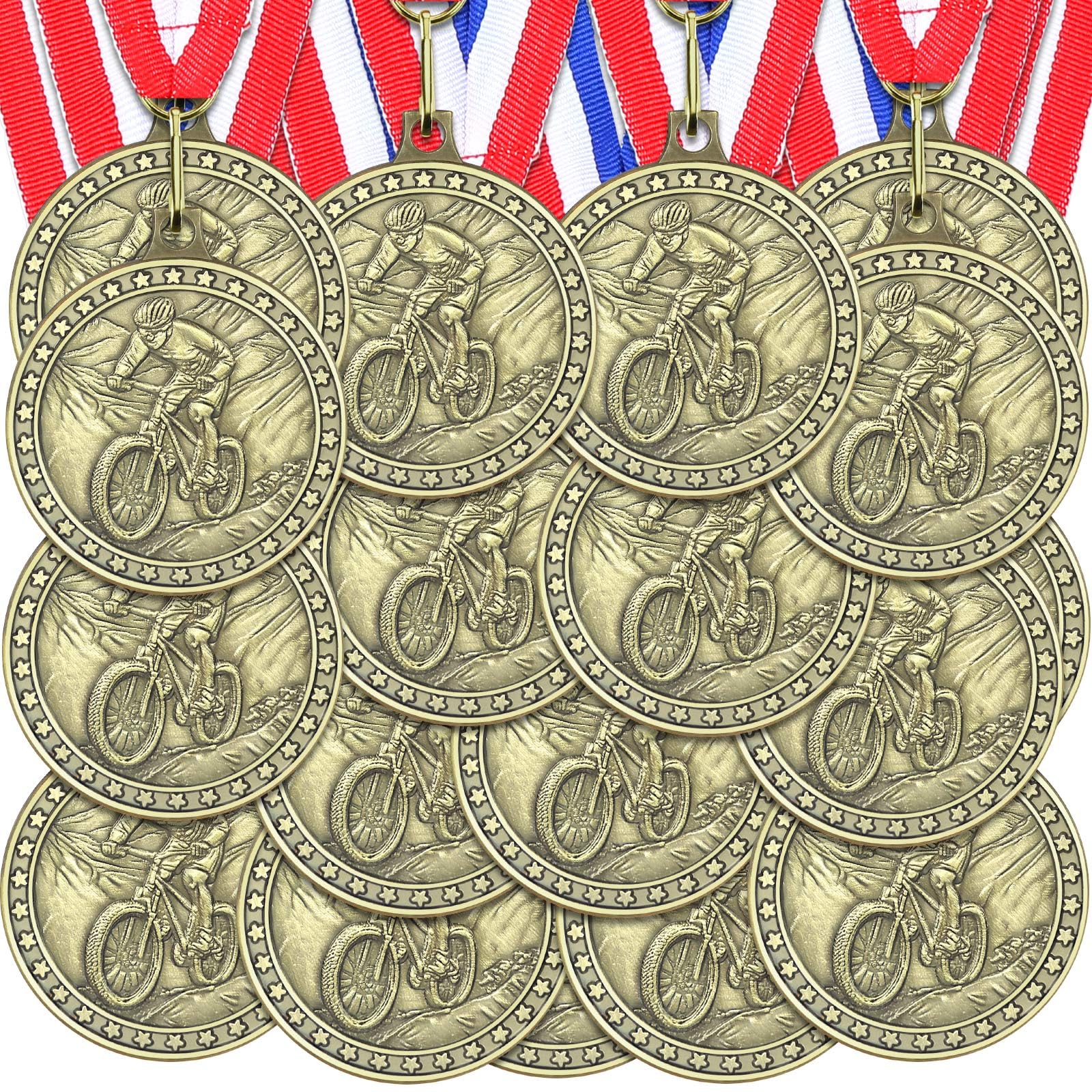 Snapklik.com : Loetere 12 Pcs Biking Medals Bulk Gold Cycling Medal Award