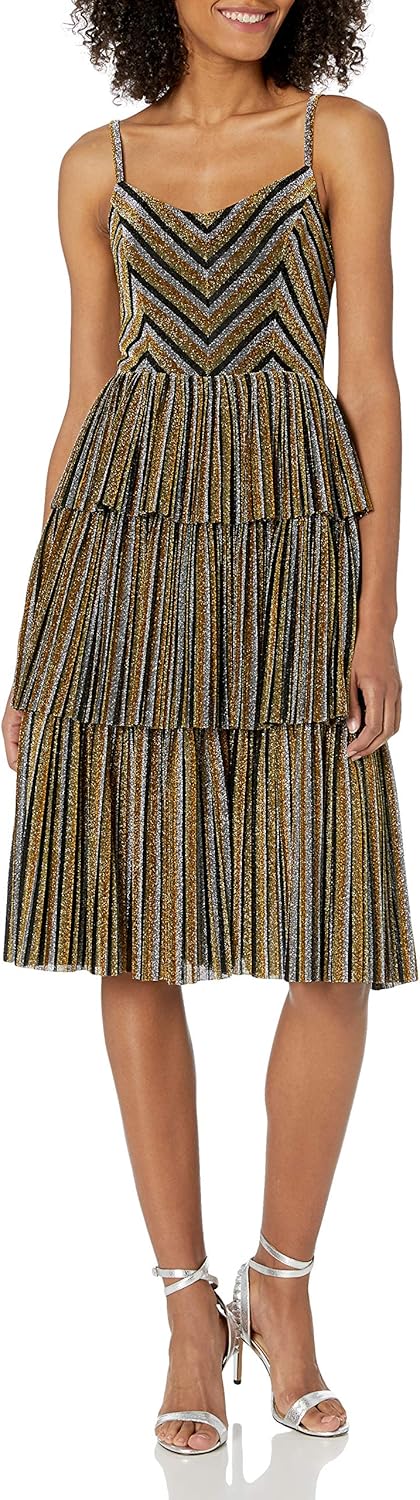 Dress the Population Women's Kathy Fit & Flare Tiered Midi Dress at ...