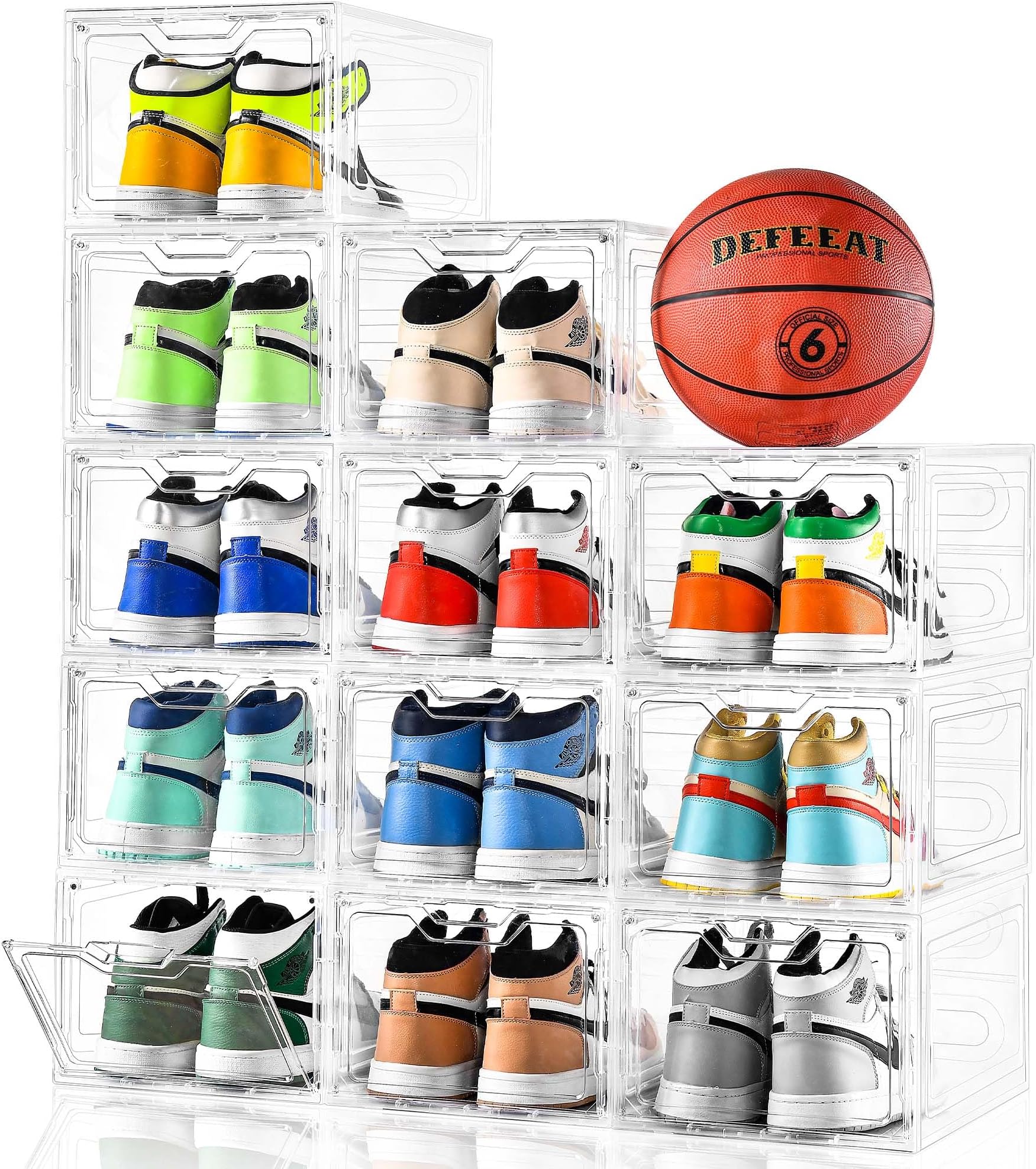 Amazon.com: Tlence 6 Pack Clear Shoe Storage Box, Plastic Stackable ...