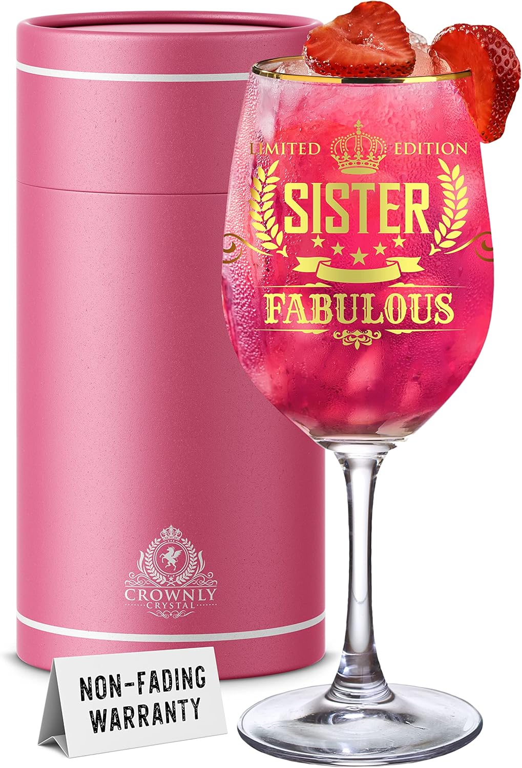 CROWNLY CRYSTAL® Gifts for Sister Wine Glass Personalised Birthday Gifts for Women Sister Gifts ...