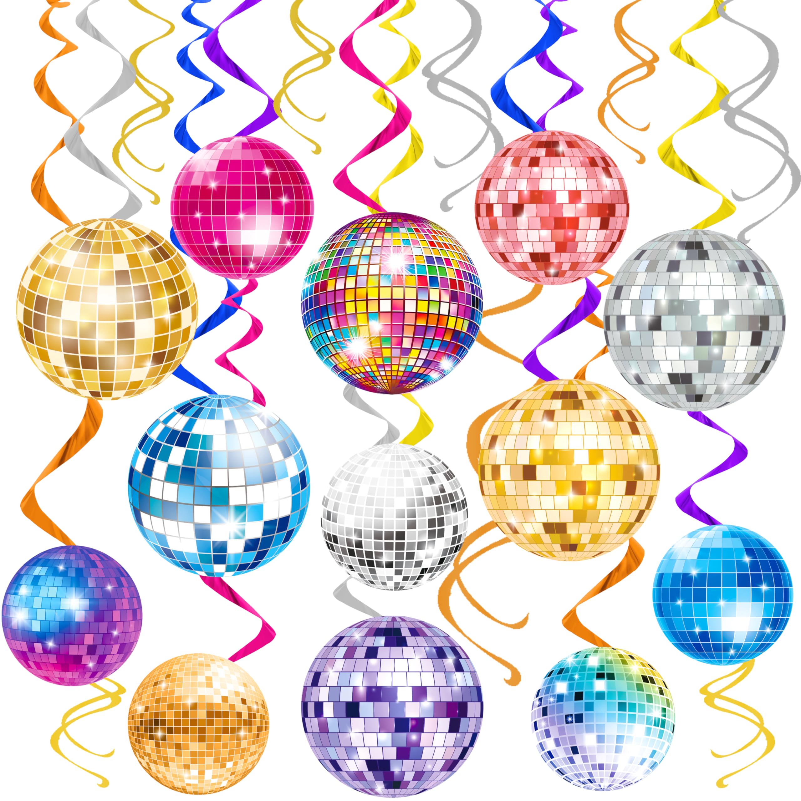 Amazon.com: Disco Ball Party Hanging Swirls 70s Disco Birthday Party ...
