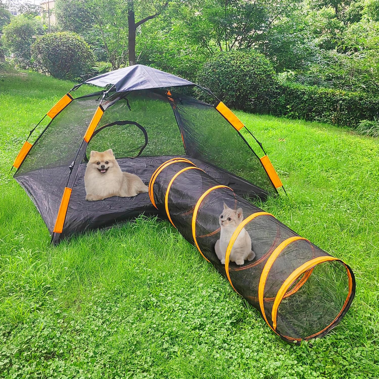 BNOSDM Outdoor Cat Pop up Tent with Tunnel for Indoor Cats-Outside Cat ...
