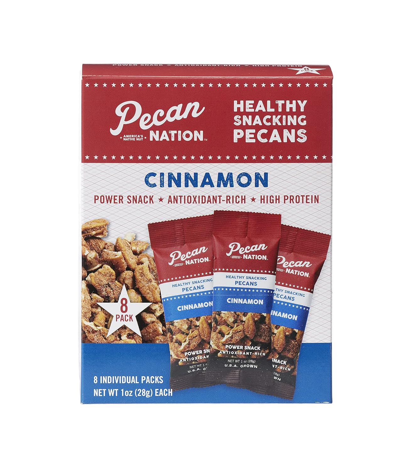 Amazon.com : Pecan Nation Cinnamon Flavored Roasted Pecan Halves 1 oz ...