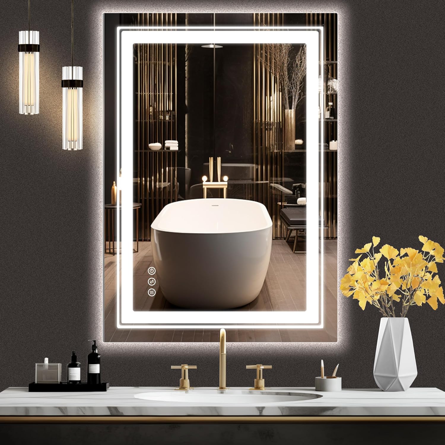 Amazon.com: Bigbiglife 28X36 LED Bathroom Mirror with Lights, Dimmable ...