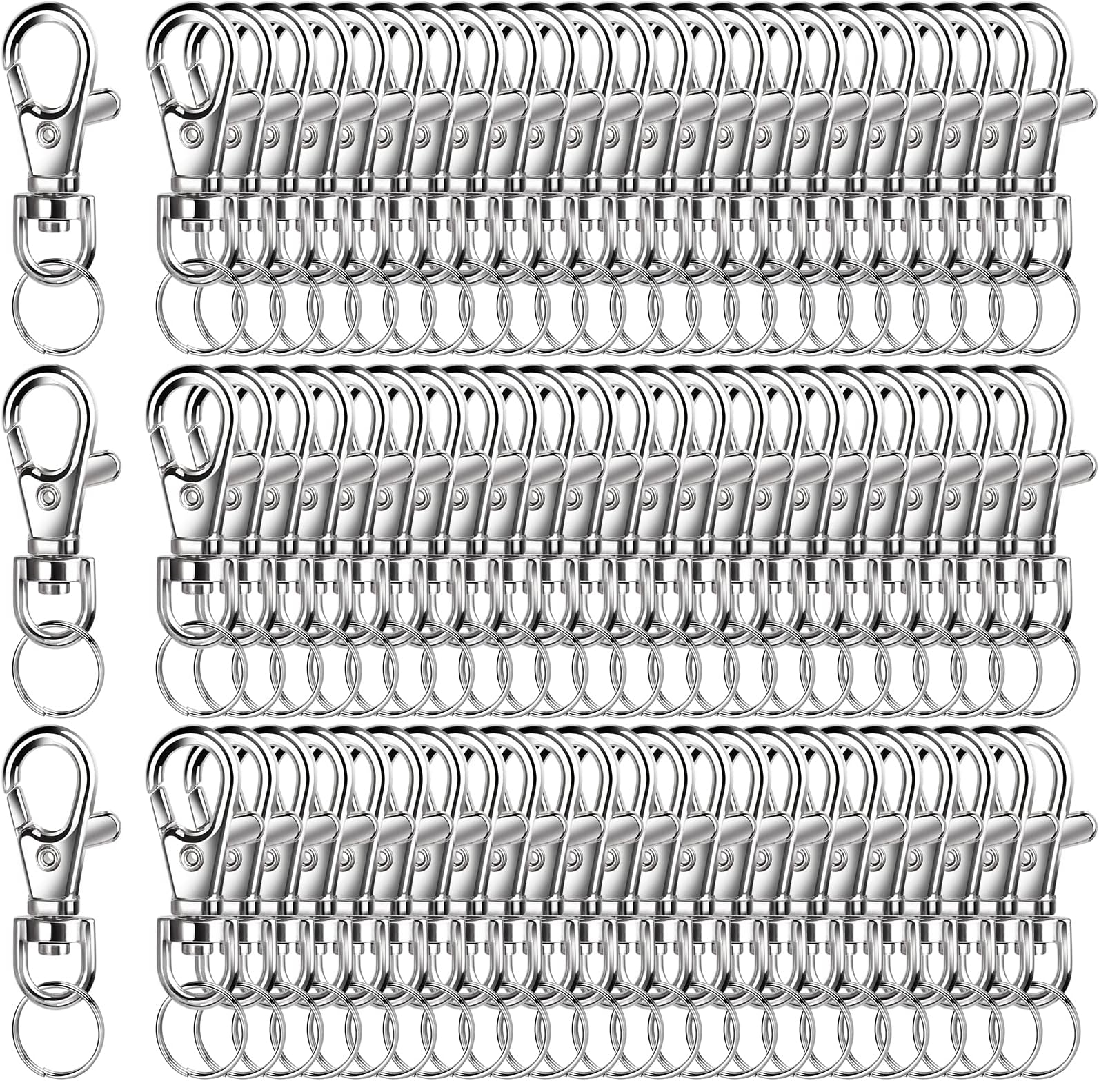 5 Set Silver Keychain with Key Rings Swivel Clasps Lanyard Snap Hook ...
