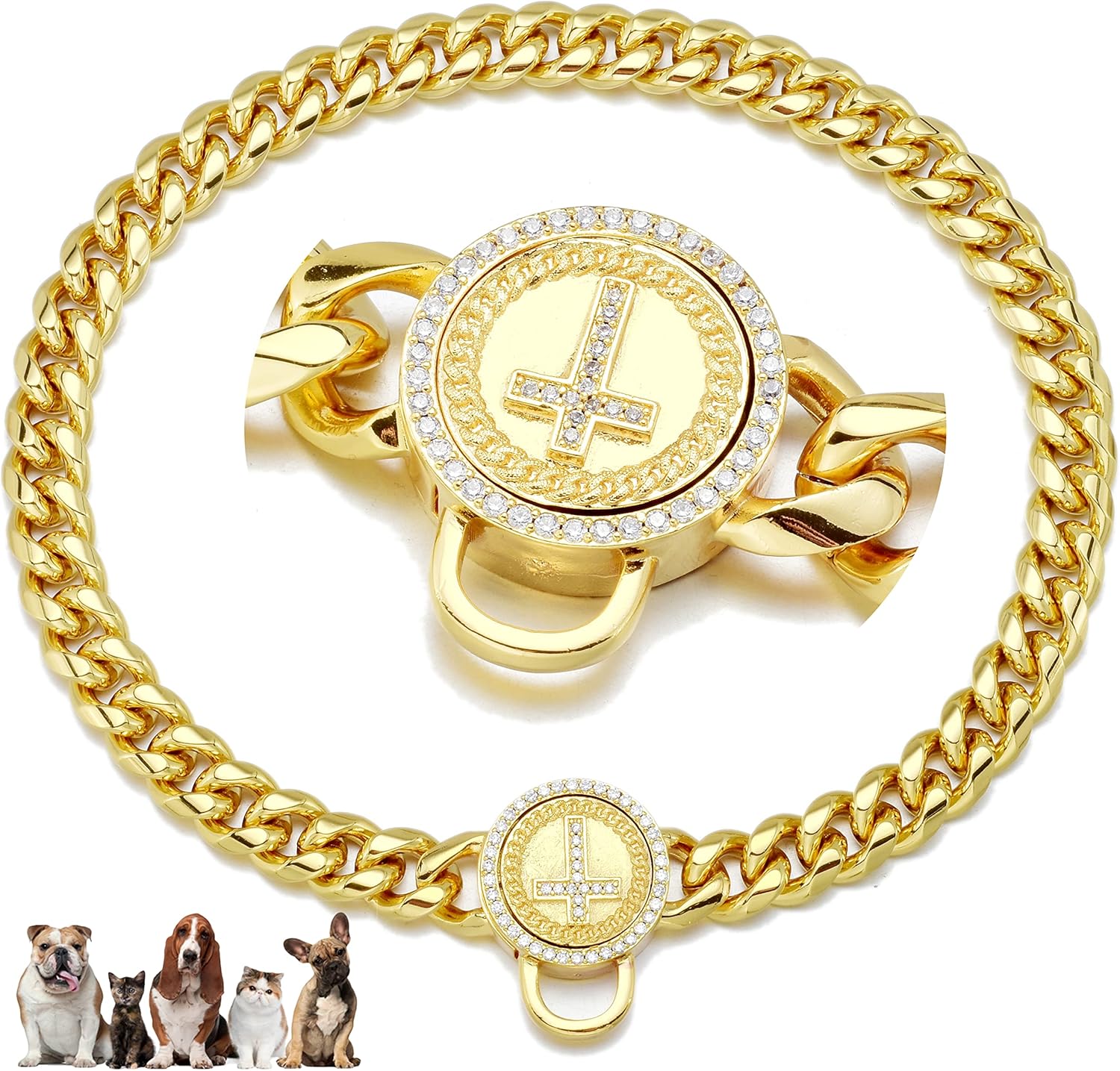 Amazon.com : Dog Chain Collar with Design Quick Release Buckle Handmade ...