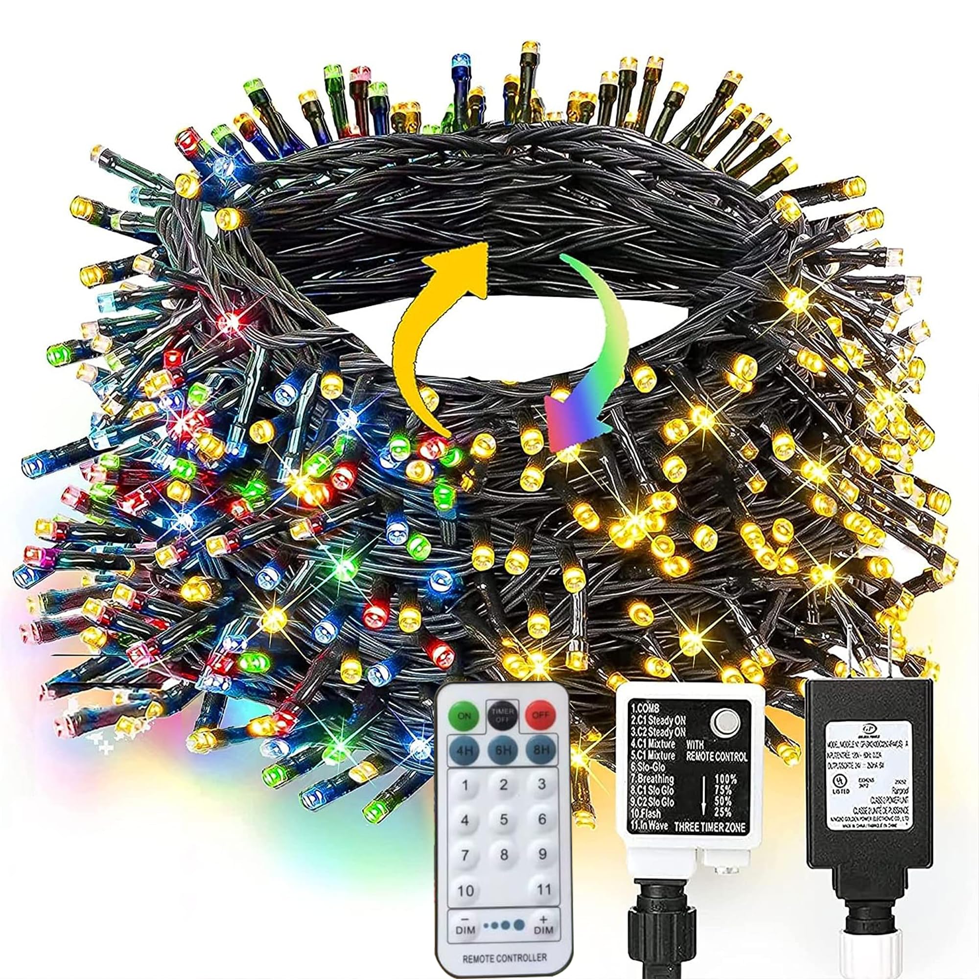 Dazzle Bright 100FT 300 LED Color Changing Christmas Lights, 2 in 1 ...