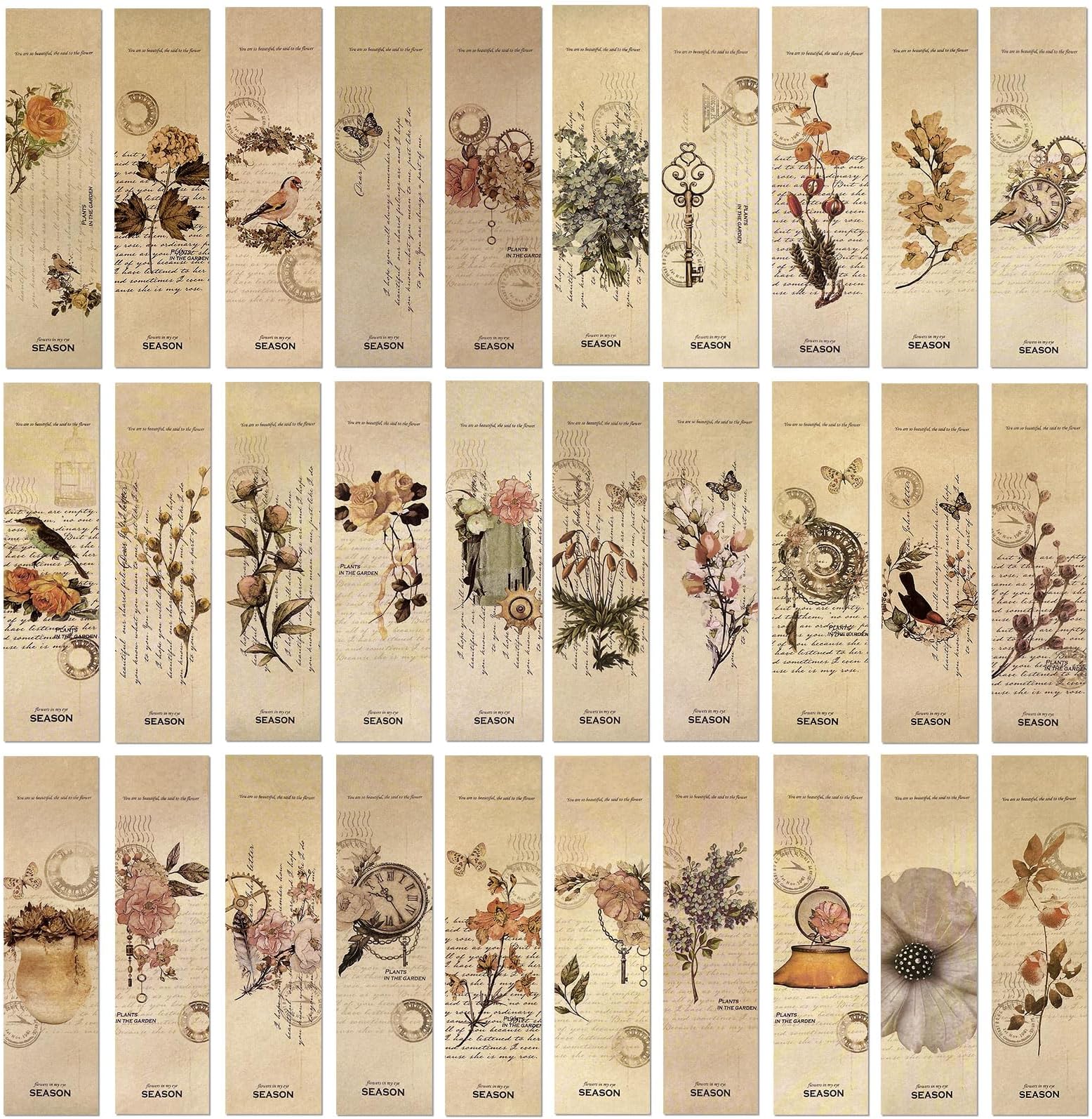 Amazon.com: HVSWLY Vintage Style Bookmarks, 30PCS Paper Bookmarks for ...