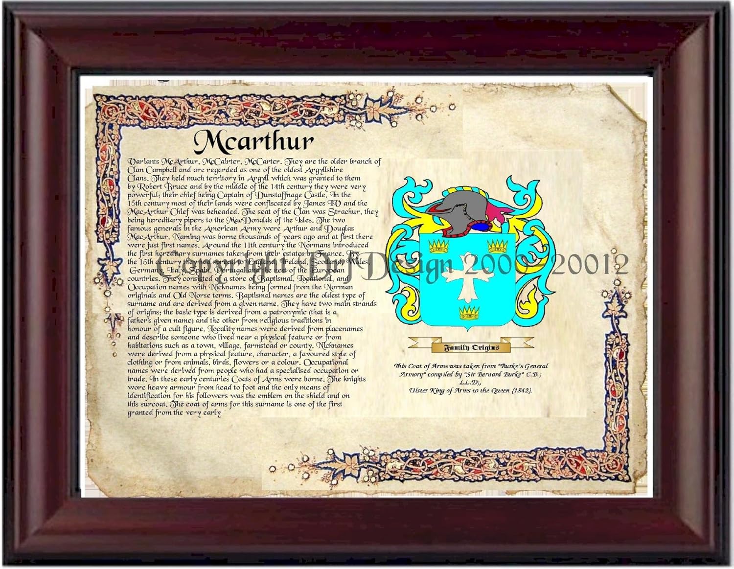 Amazon.com: Mcarthur Coat of Arms/ Family Crest on Fine Paper and ...