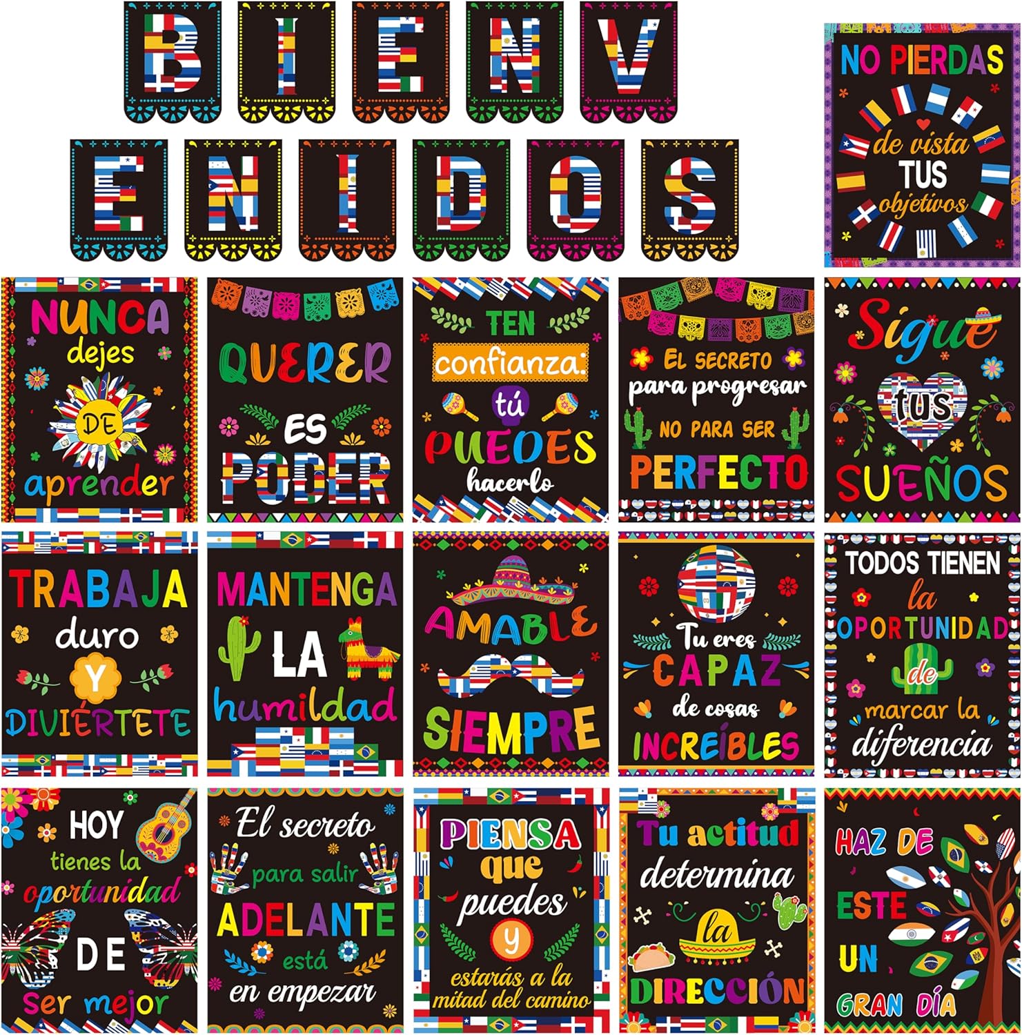 Amazon.com: WATINC Spanish Classroom Poster Decor - 27PCS Hispanic ...