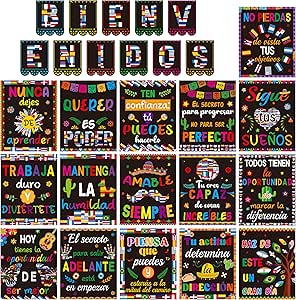 Amazon.com: WATINC Spanish Classroom Poster Decor - 27PCS Hispanic ...