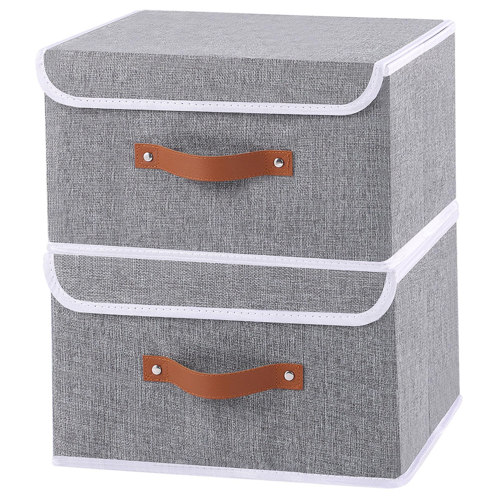 OUTBROS Storage Boxes with Lids, Fabric Foldable Storage Bins Organizer ...