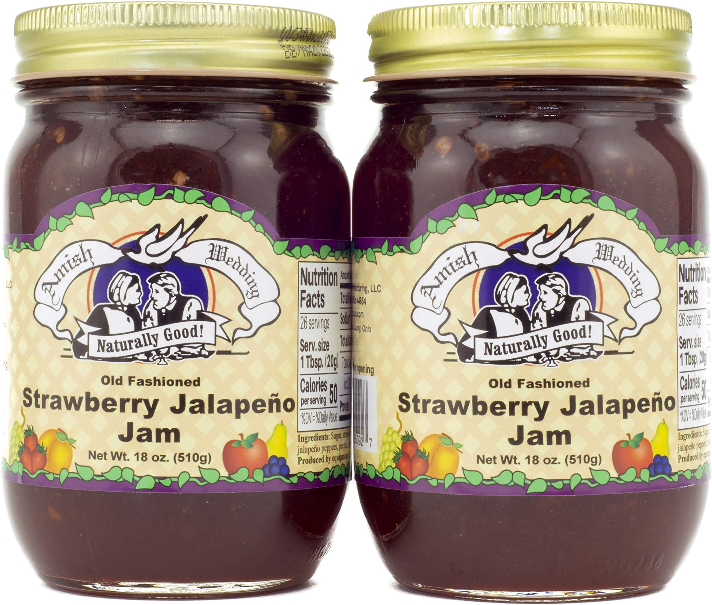 Amazon.com: Amish Wedding Strawberry Jalapeno Jam 18oz (Pack of 2 ...