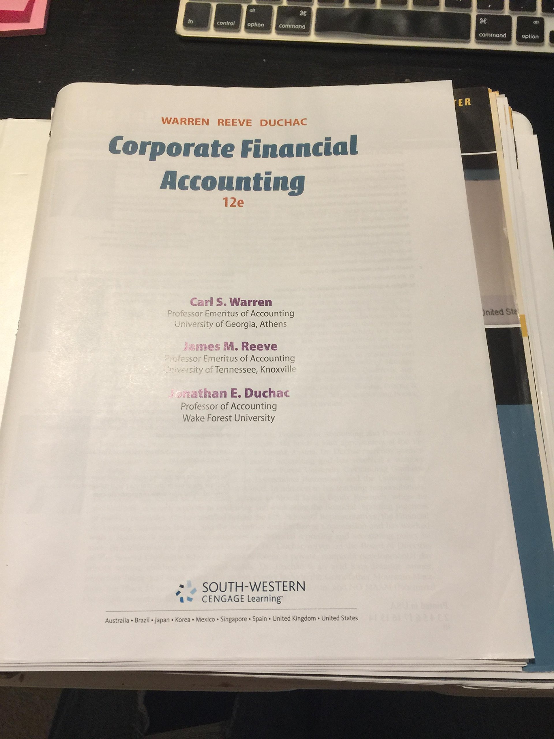 Amazon.com: Corporate Financial Accounting: 9781133952411: Warren, Carl ...