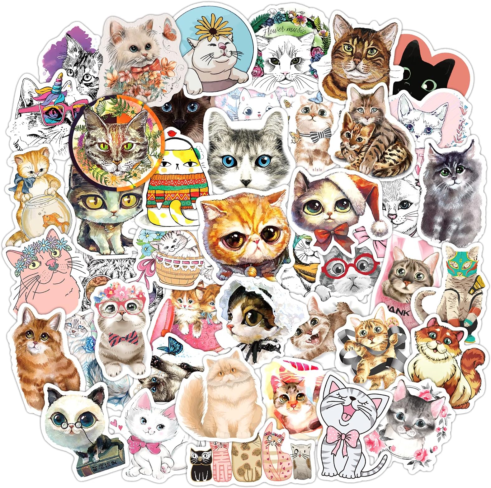 Amazon.com: 50 Pcs Cartoon Beverage Bottle Stickers, Cute Lovely ...