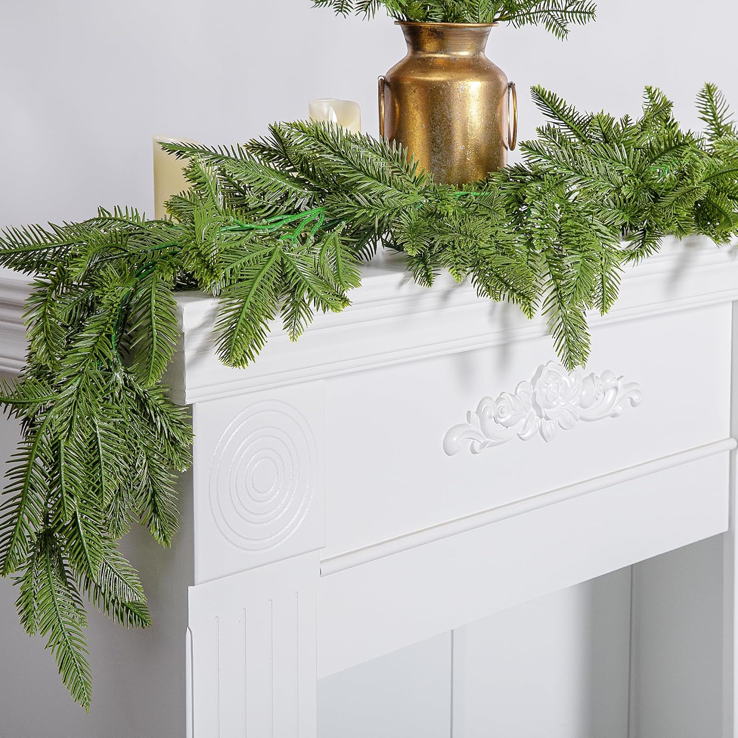 Amazon.com: 2 Pcs Christmas Norfolk Pine Garland- 4.9 Ft 3 Fork Norfolk Pine Natural Touch ...