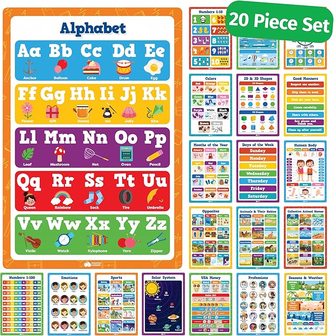 Amazon.com: Classroom Posters - 20pcs Set 16” x 11” Educational Posters ...