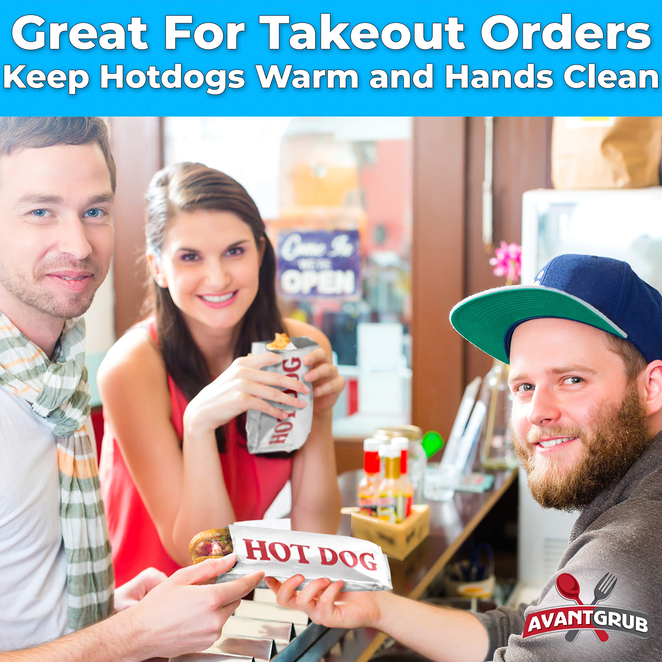 Grease-proof, Warming Foil Hotdog Wrapper Bags 200pk. Classic HotDog ...