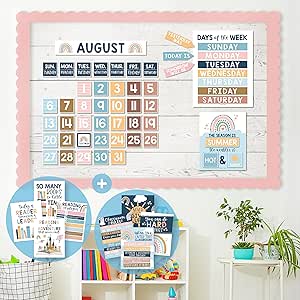 Amazon.com : Hadley Designs 1 Boho Rainbow Calendar Set Bulletin Board ...