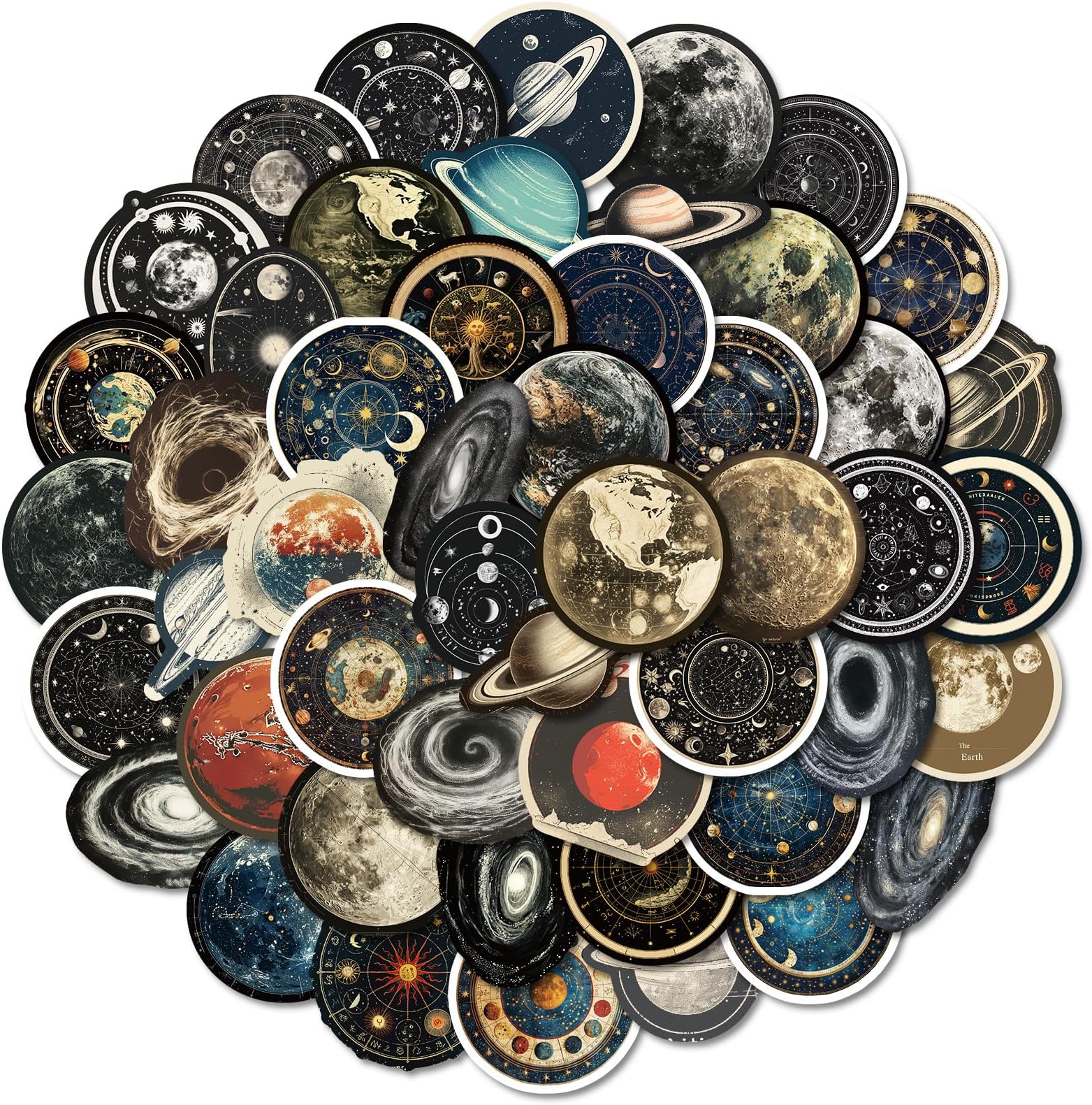 Amazon.com: 50Pcs Celestial Stickers Pack, Planet Moon Space Astronomy ...