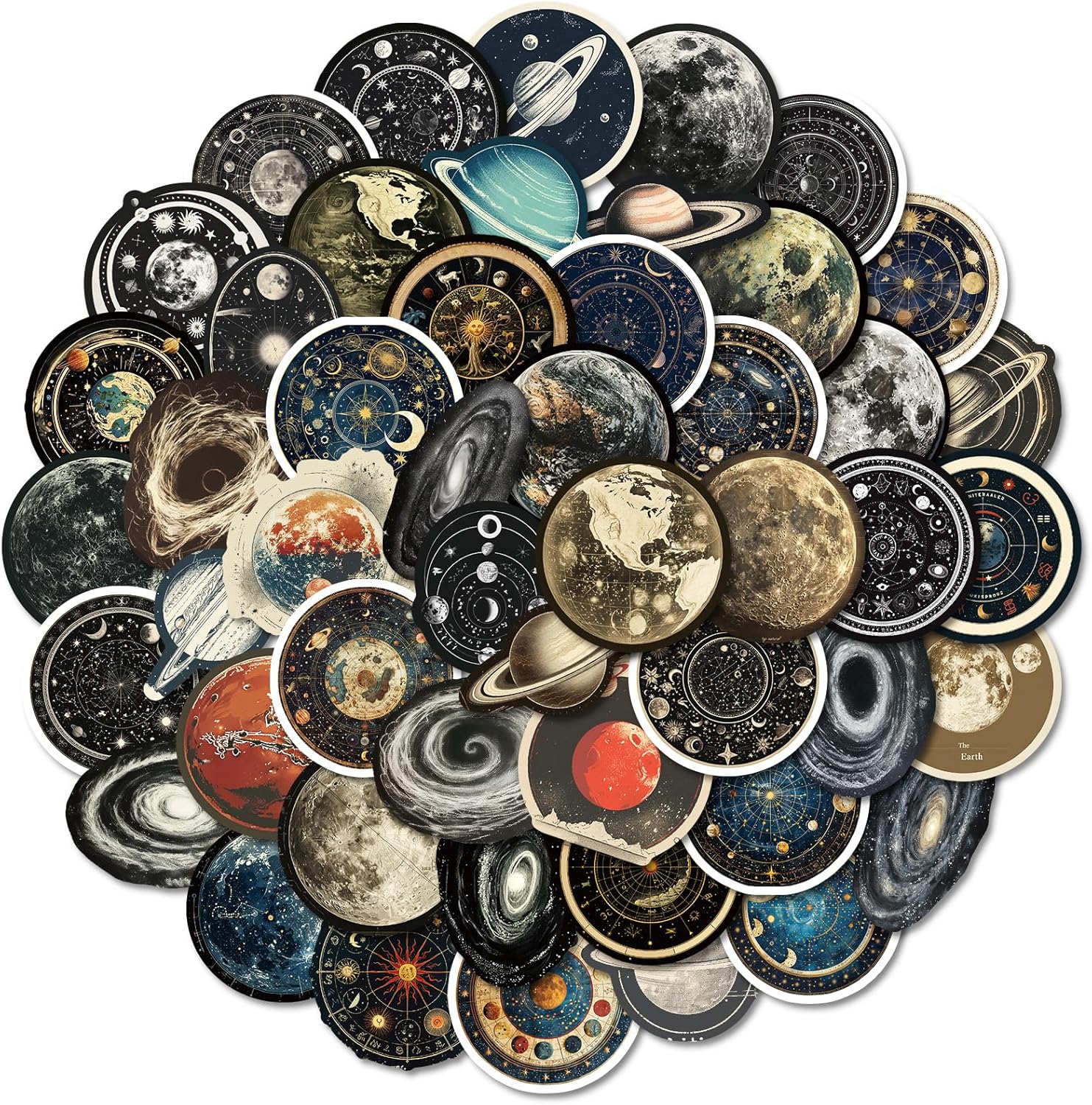 Amazon.com: 50Pcs Celestial Stickers Pack, Planet Moon Space Astronomy ...