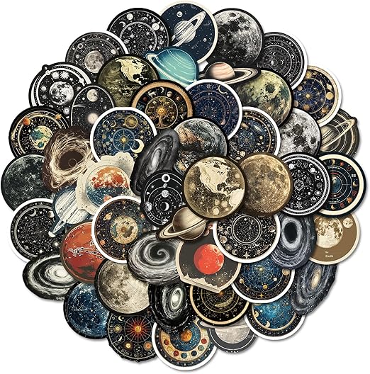 Amazon.com: 50Pcs Celestial Stickers Pack, Planet Moon Space Astronomy ...