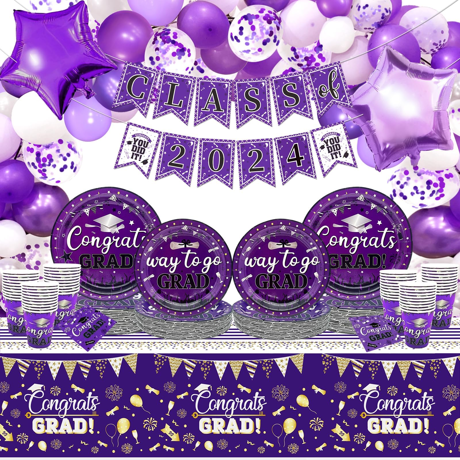 Amazon.com: Class of 2023 Graduation Decorations Purple Graduation ...